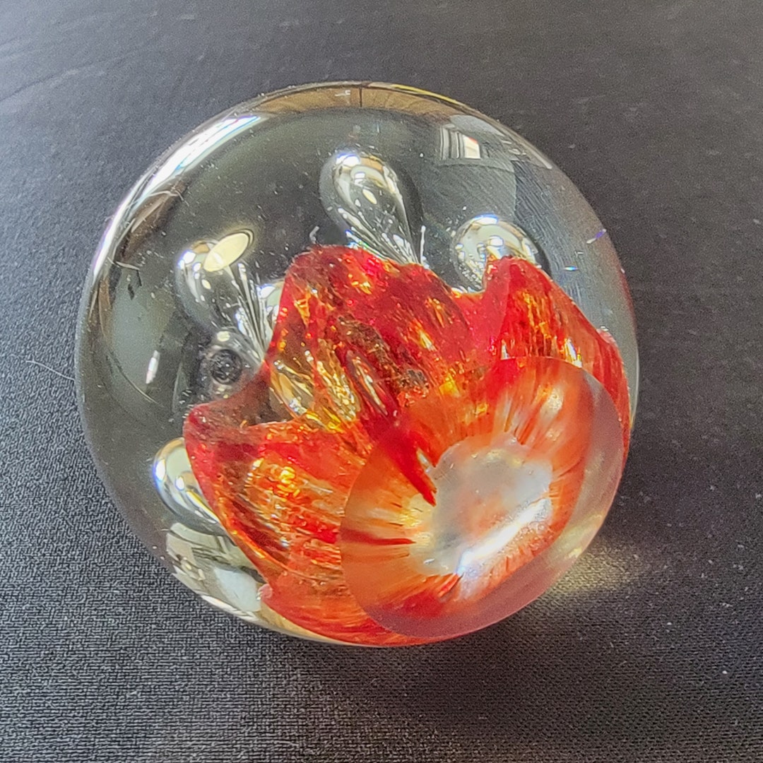 Art Glass Controlled Bubble Paperweight in RED - Etsy