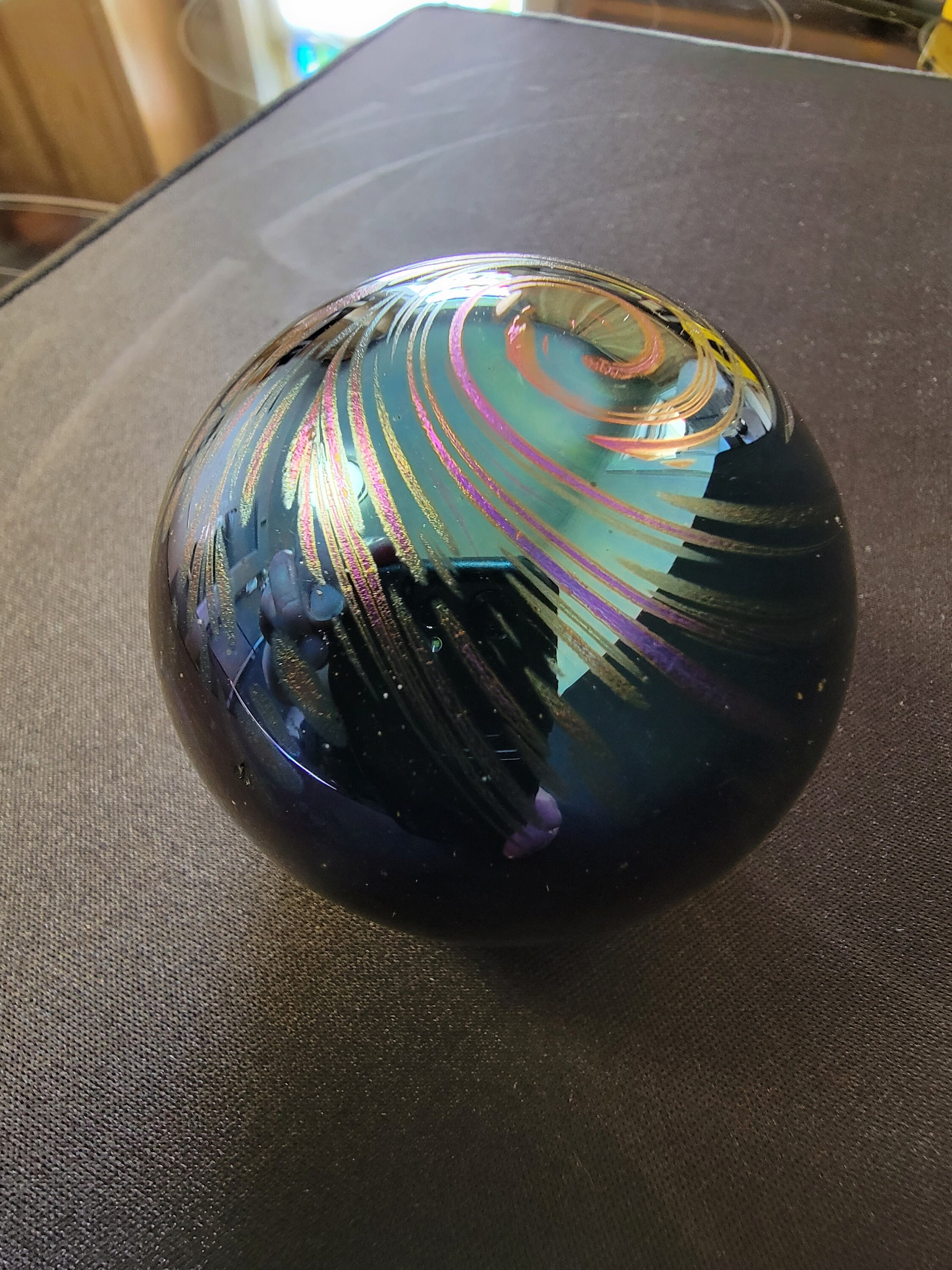 Iridescent Swirl Art Glass Paperweight by Kent Fiske - Etsy