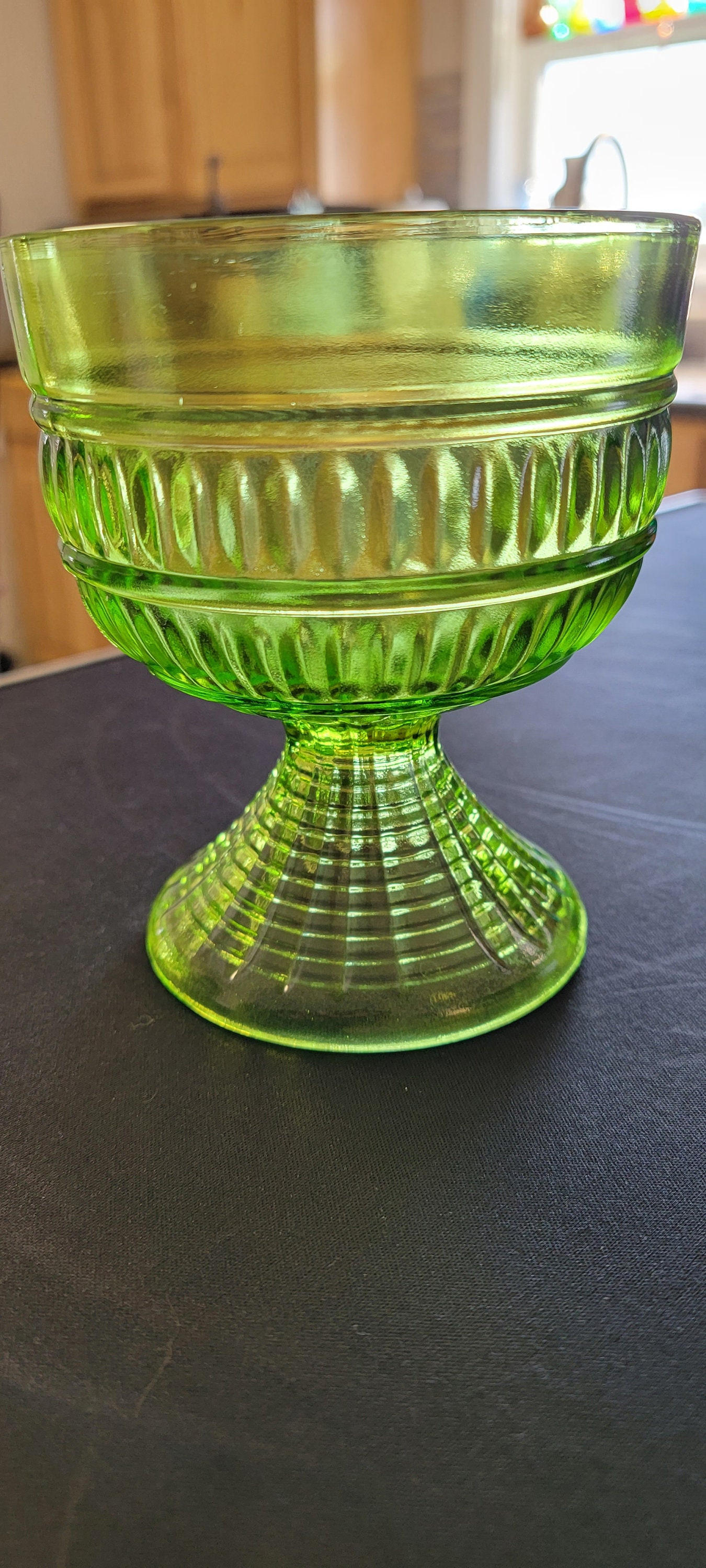 Vintage Green Glass Compote Candy Dish - Etsy
