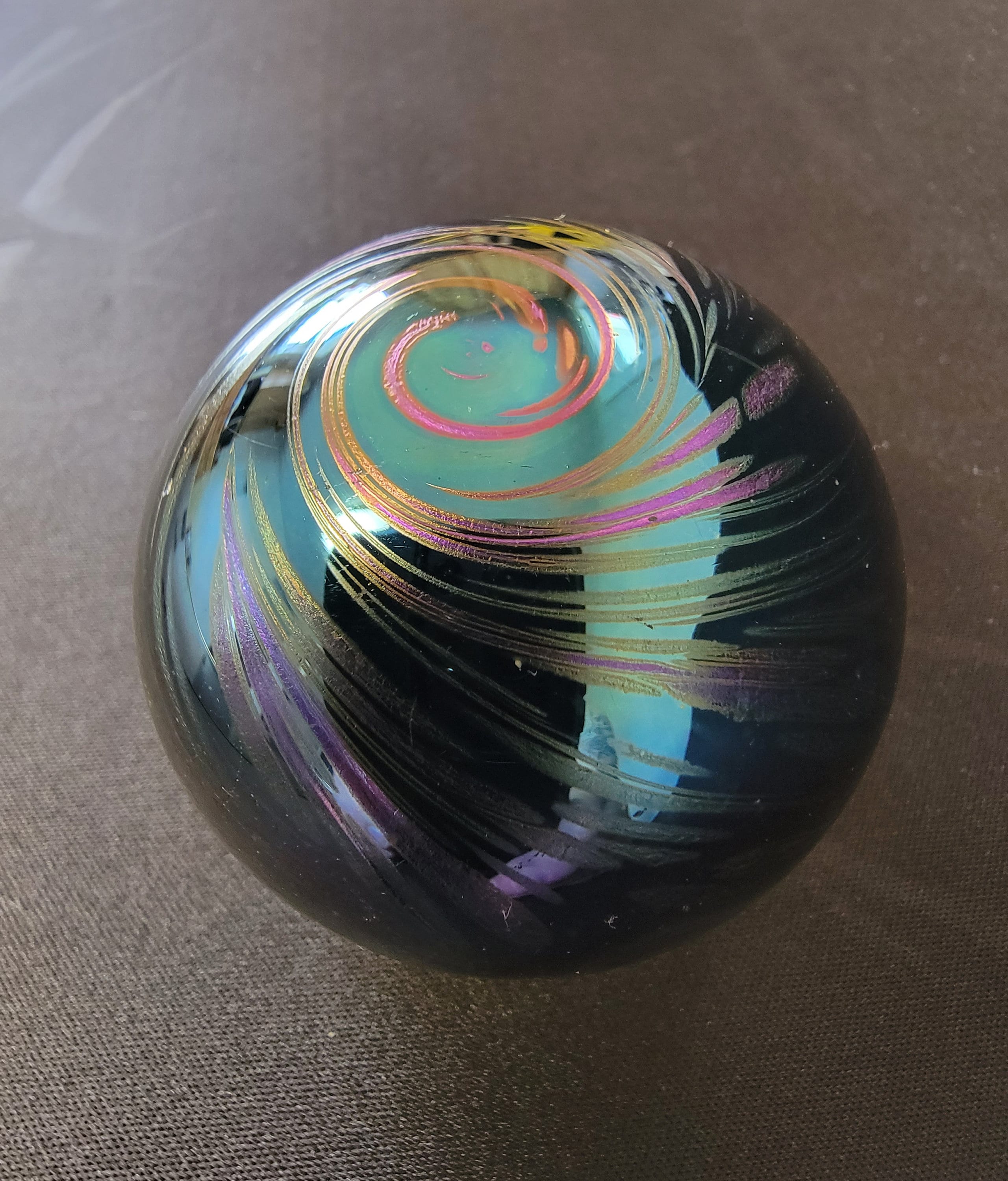 Iridescent Swirl Art Glass Paperweight by Kent Fiske - Etsy