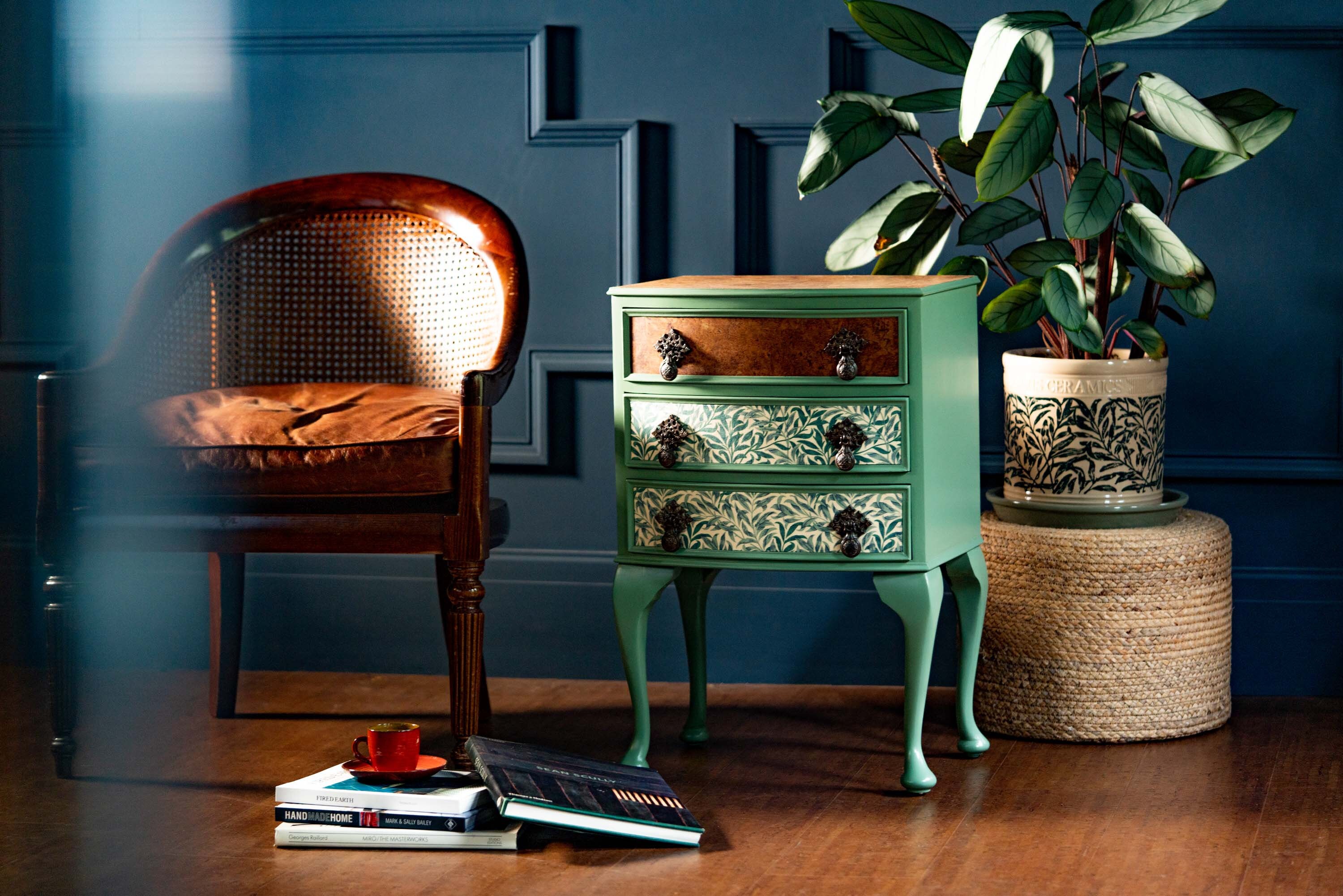 Small 1920s Sage Green Bedside Table Featuring 3 Drawers & a - Etsy UK
