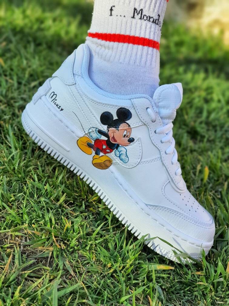 Hand-painted Mickey Mouse Nike Sneakers, Custom Cartoon AF1 - Etsy