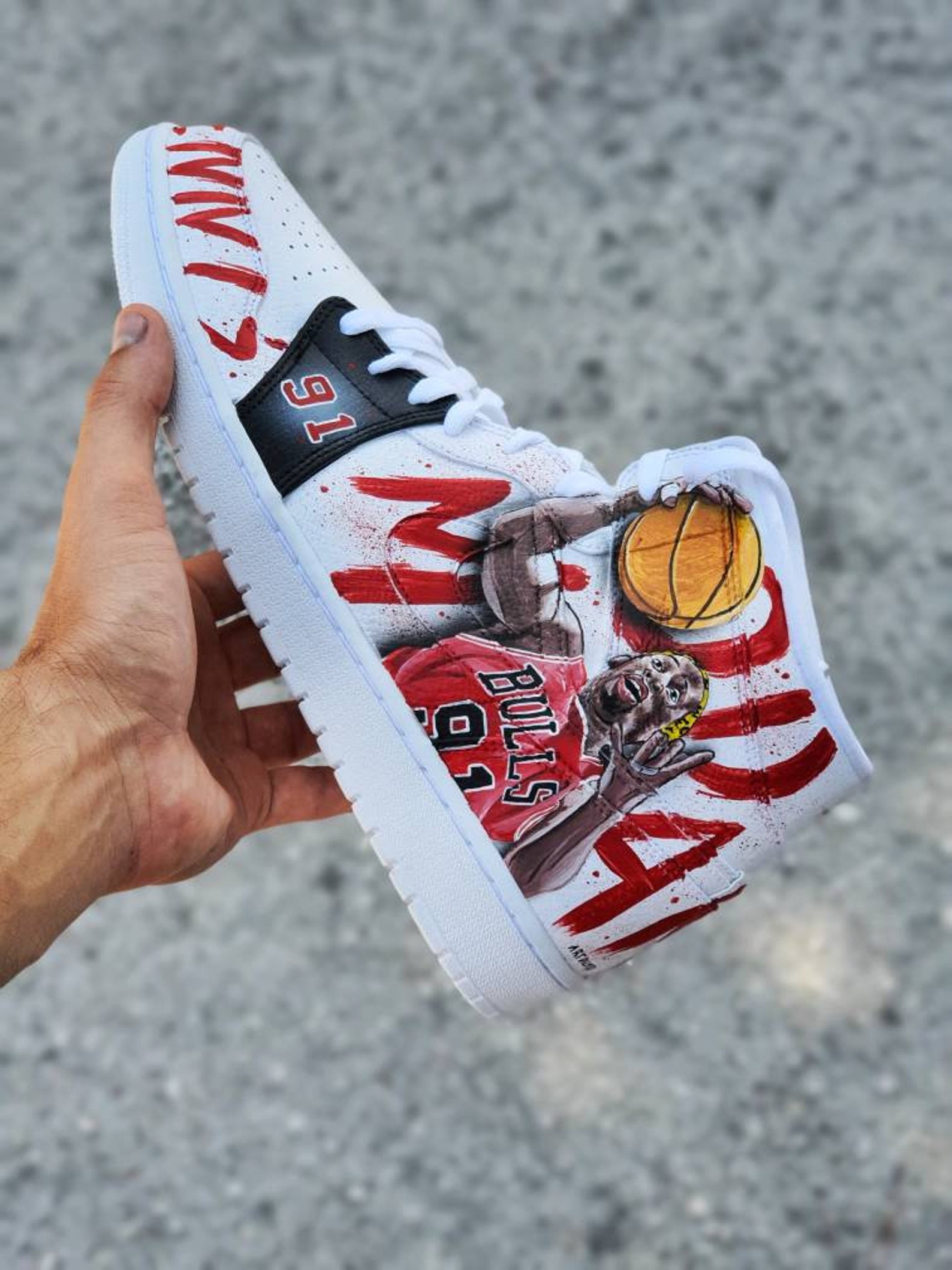 Dennis Rodman/ Custom Nike Shoes/ Custom Shoes/ Handpainted / Air ...