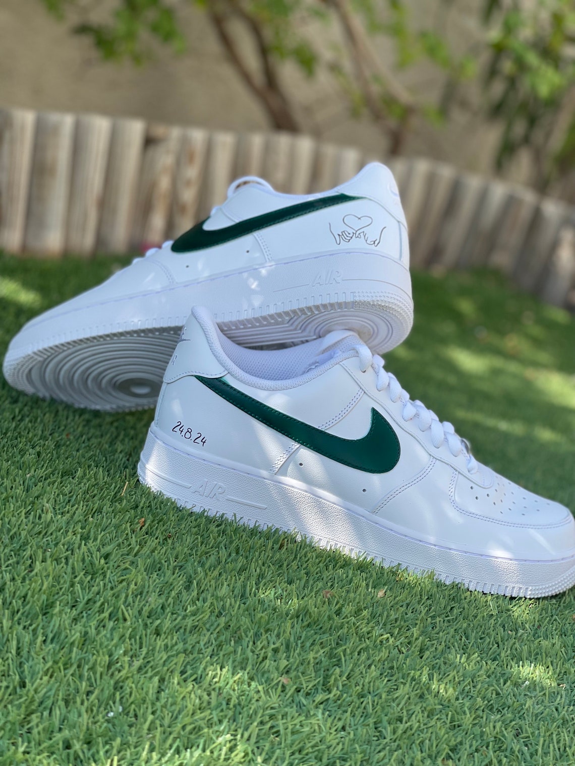 Custom Wedding Nike Air Force 1 Sneakers, Hand-painted Pearl & Diamond ...