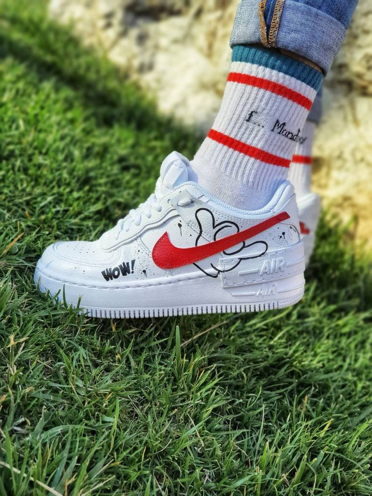 Hand-painted Mickey Mouse Nike Sneakers, Custom Cartoon AF1 - Etsy