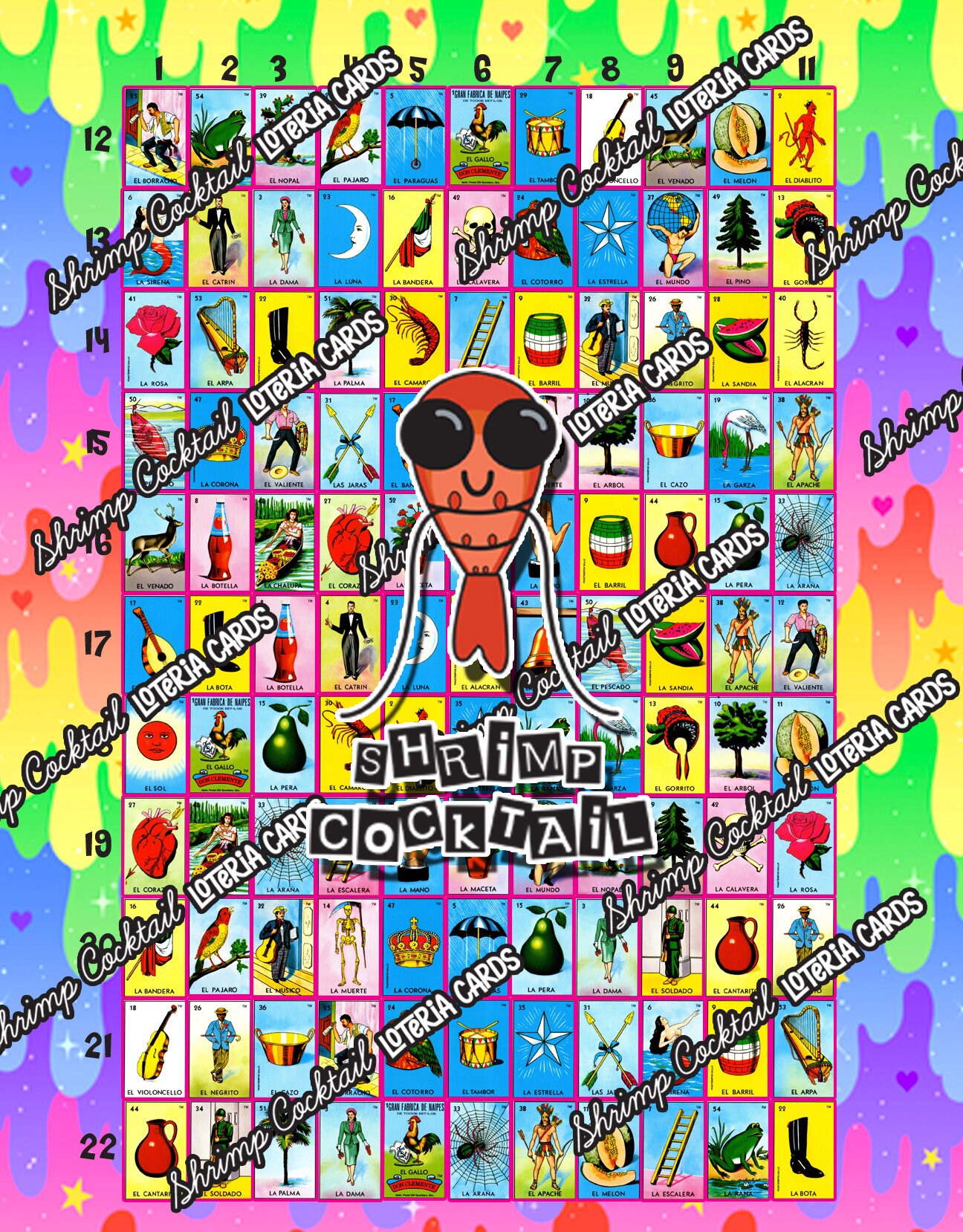 LOTERIA Board Card Group Play DIGITAL 22 Lines - Etsy