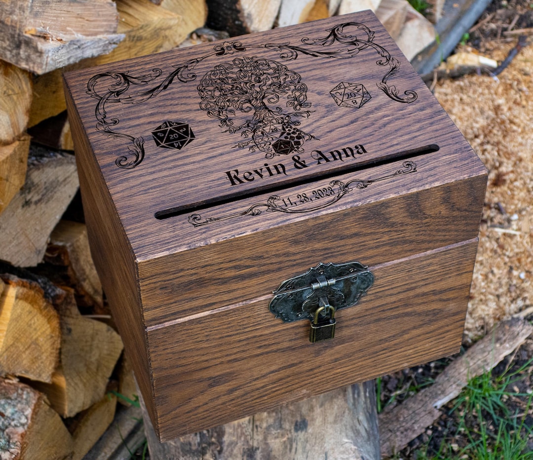 Personalized Oak Wedding Card Box: Tree of Life, Dnd Dungeon Master ...