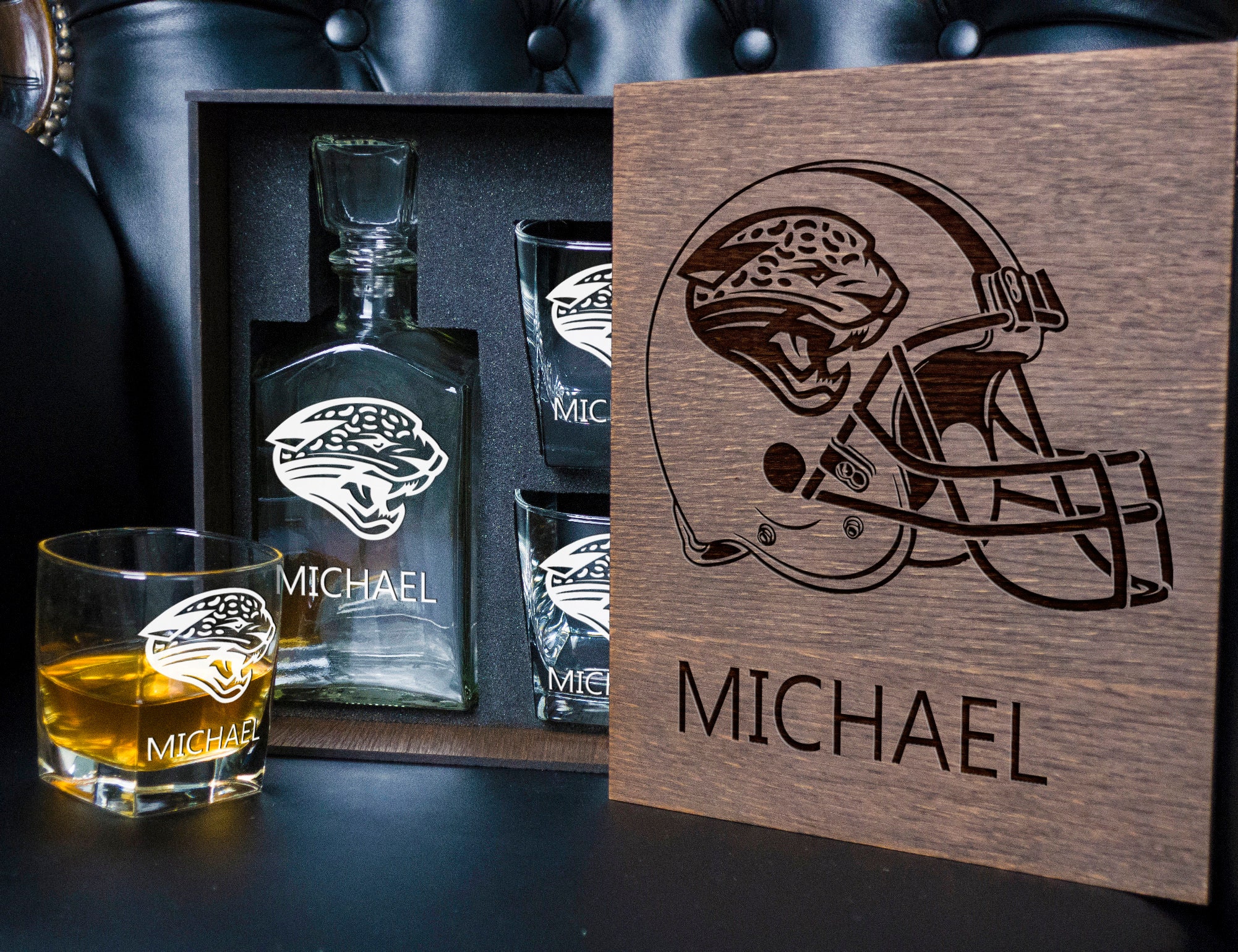 Personalized whiskey gift set 26/1 Jacksonville football | Etsy