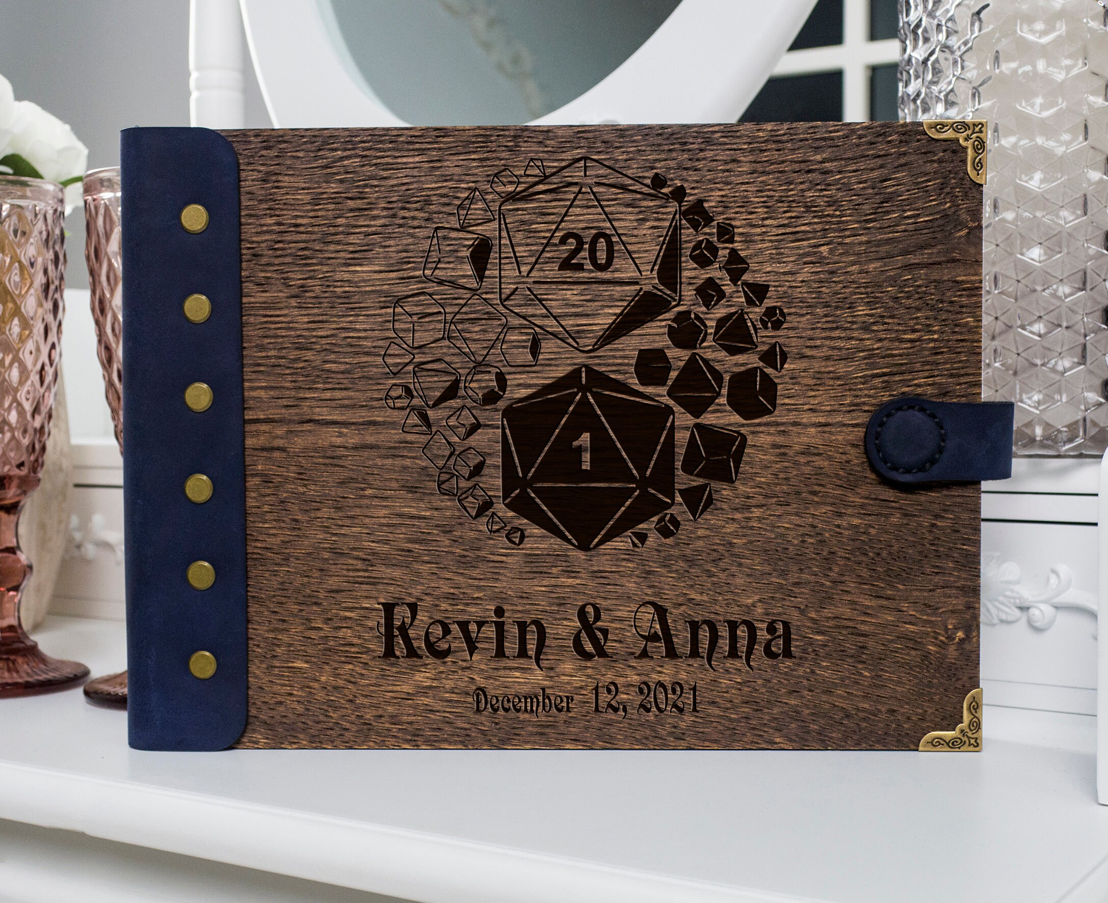 Dungeon Master Wedding Guest Book, Rustic Oak & Leather Dnd Album - Etsy