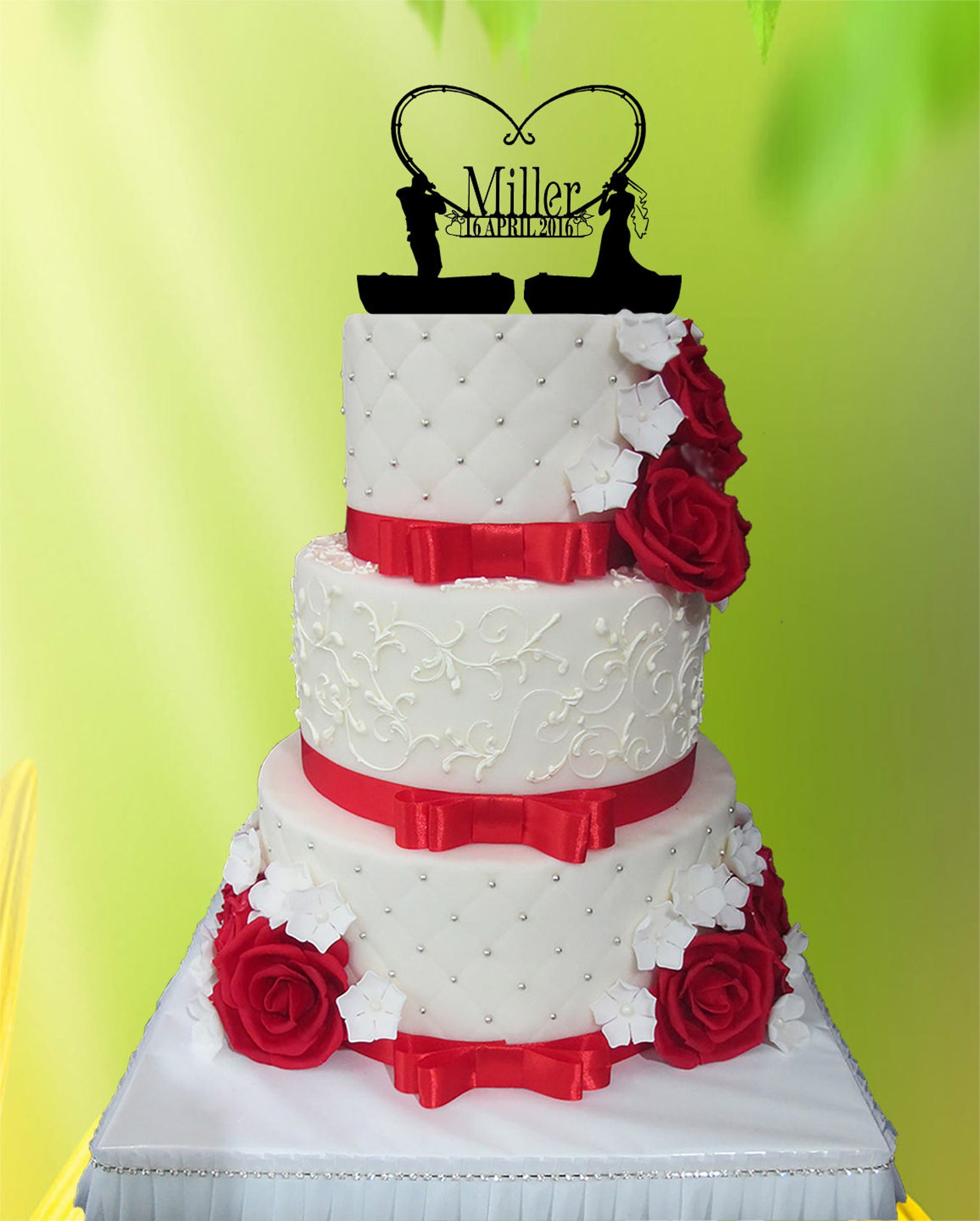 Wedding Cake Topper 375.1 Hooked Love Topper for Wedding - Etsy