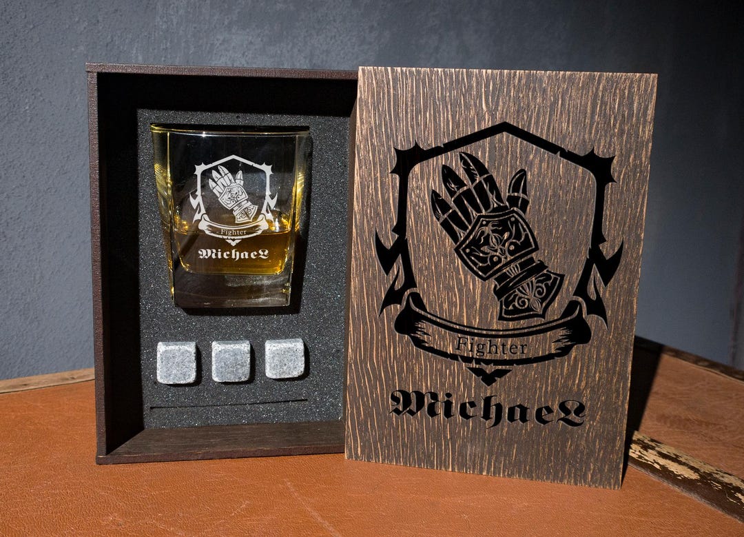 Class Fighter Rpg Whiskey Gift Set Personalized Whiskey Glass Inspired ...
