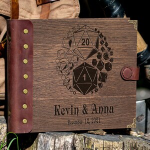 Dungeon Master Wedding Guest Book, Rustic Oak & Leather Dnd Album - Etsy