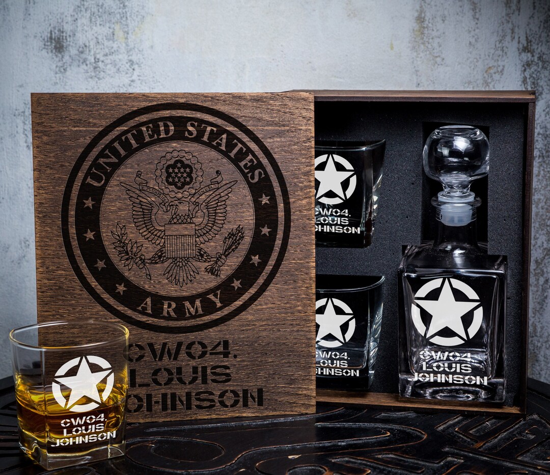 Gift for Cwo4 Veteran 199/1 Whiskey Decanter Set United States Army ...