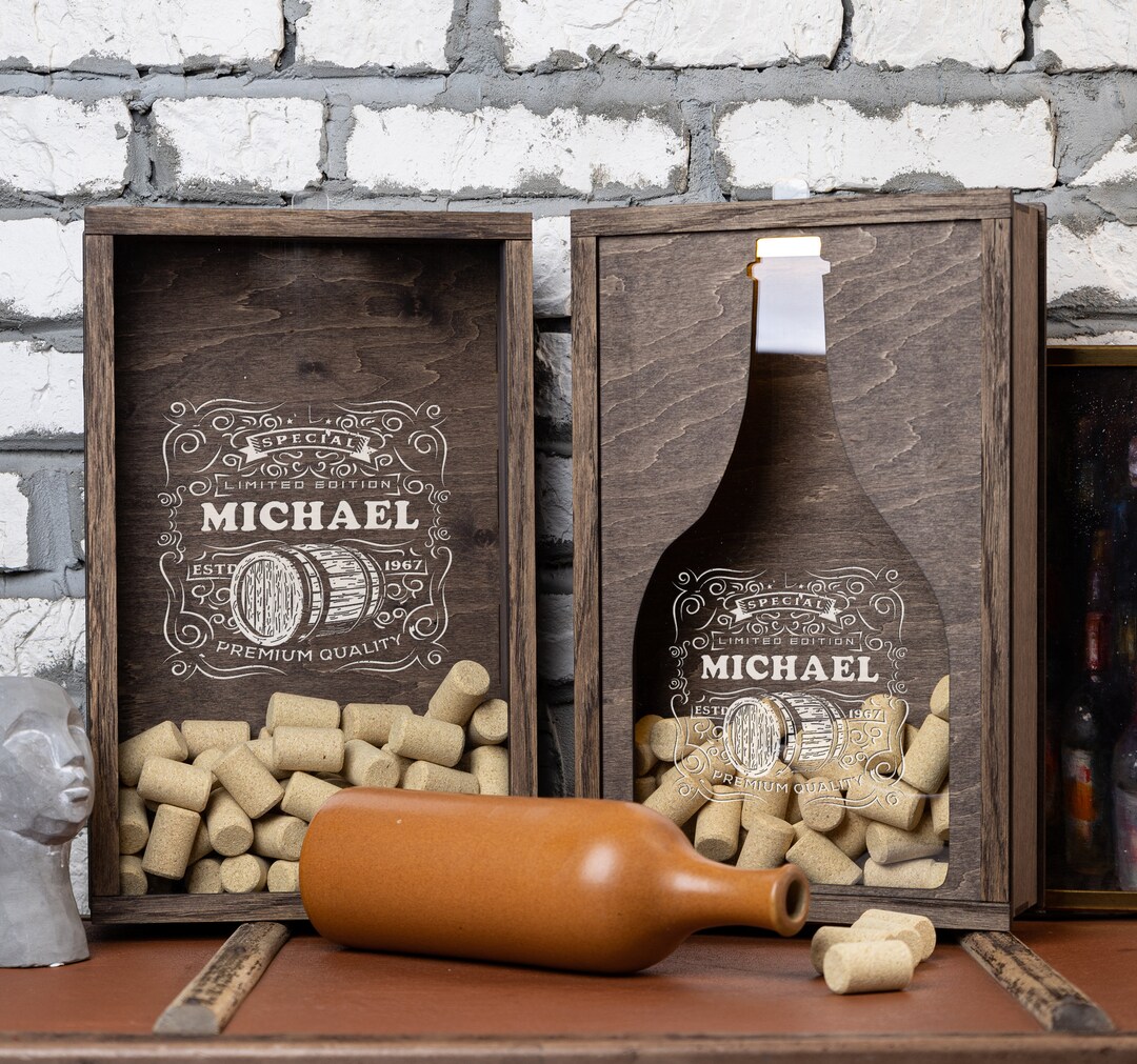 Personalized Wine Cork Holder, Engraved Wine Cork Organizer Wooden ...
