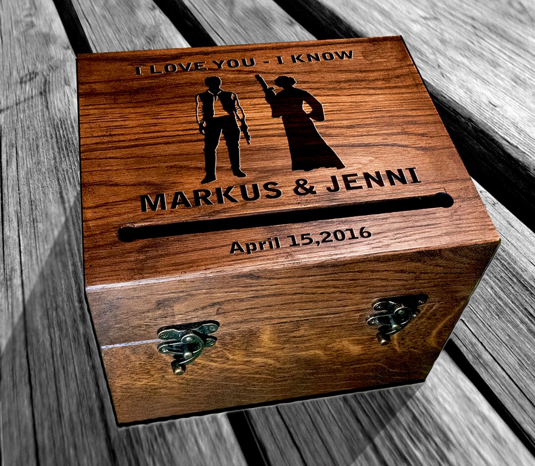 Personalized Oak Wood Wedding Card Box With Slot 426.1 - Etsy