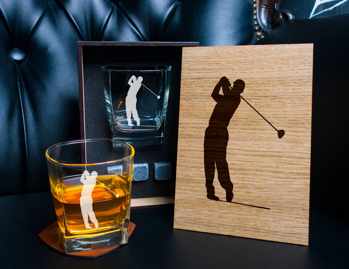 Personalized Golf Whiskey Gift Set 103/1 Coaster and Glass | Etsy