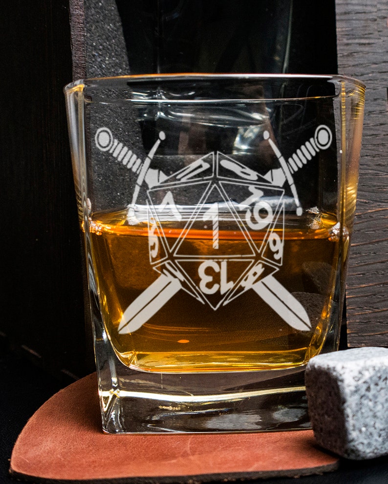 Personalized whiskey gift set 123/1 Coaster and glass and | Etsy