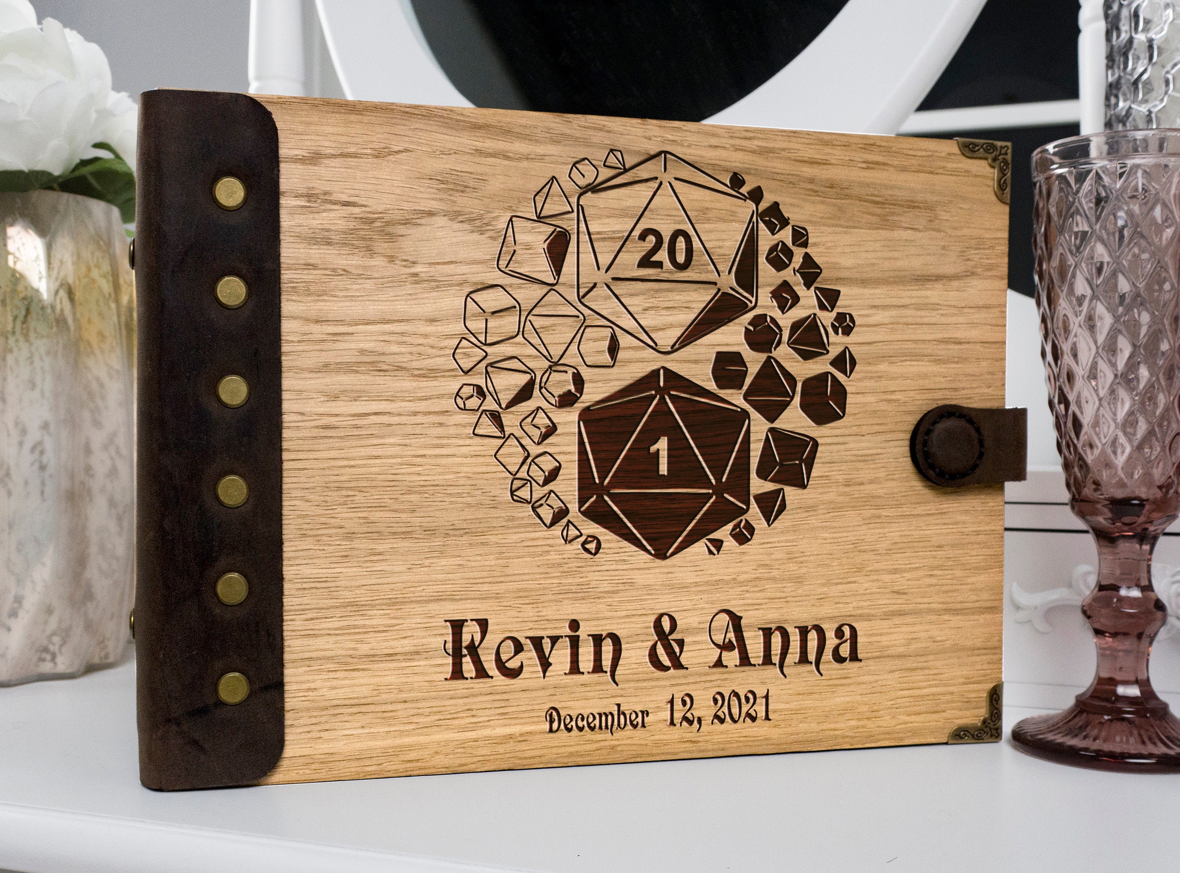Dungeon Master Wedding Guest Book, Rustic Oak & Leather Dnd Album - Etsy