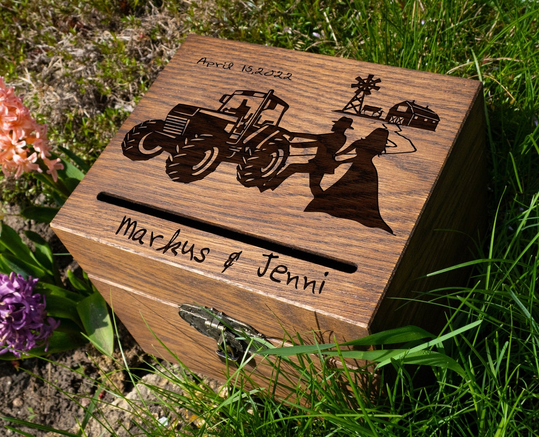 Wooden Card Box 472.1 Tractor Wedding Card Box Farmer Gifts Wedding Box ...