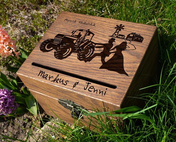 Wooden Card Box 472.1 Tractor Wedding Card Box Farmer - Etsy