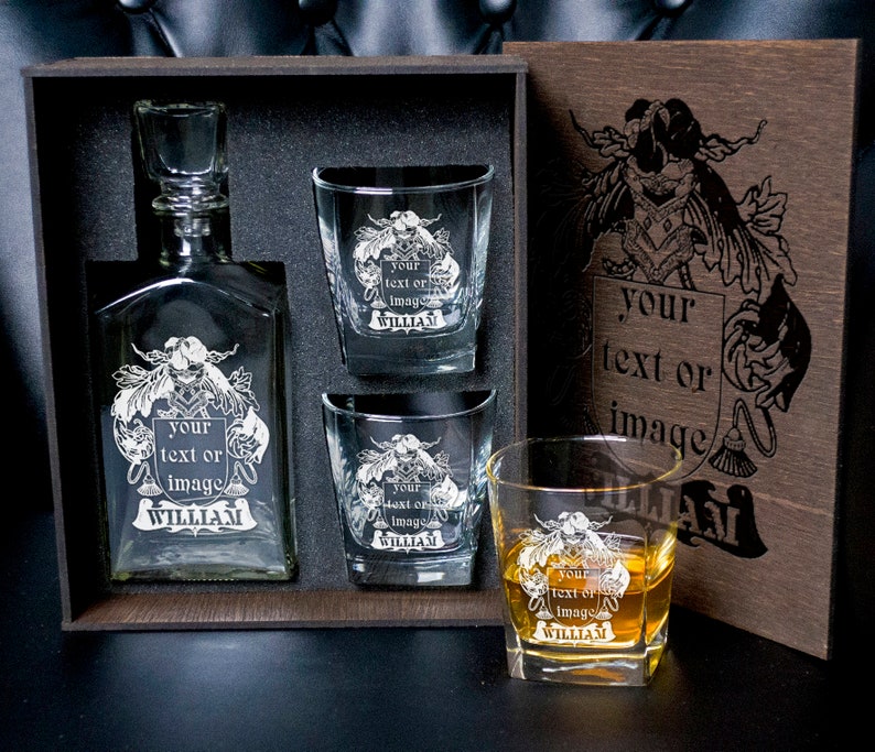 Personalized whiskey gift set 161 Gift for him Decanter | Etsy