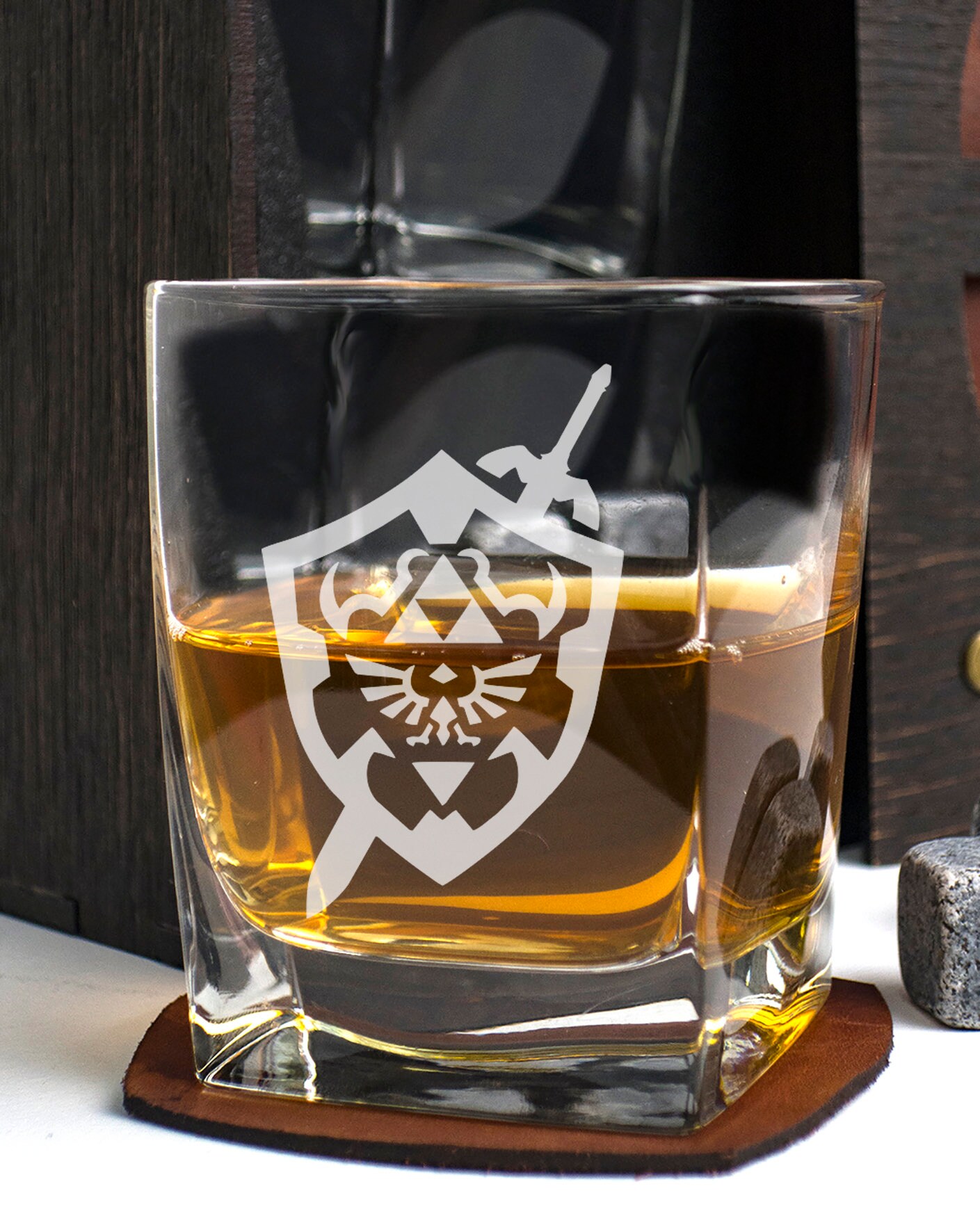 Personalized whiskey gift set 106/1 Coaster and glass and | Etsy