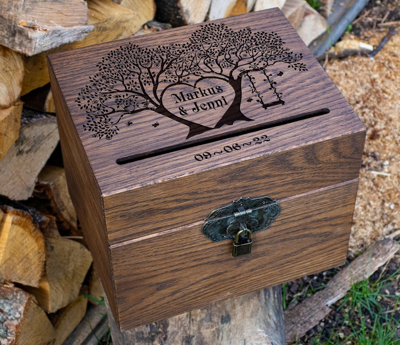 Wooden Card Box Family Tree 444.1 Wedding Card Box Wedding - Etsy