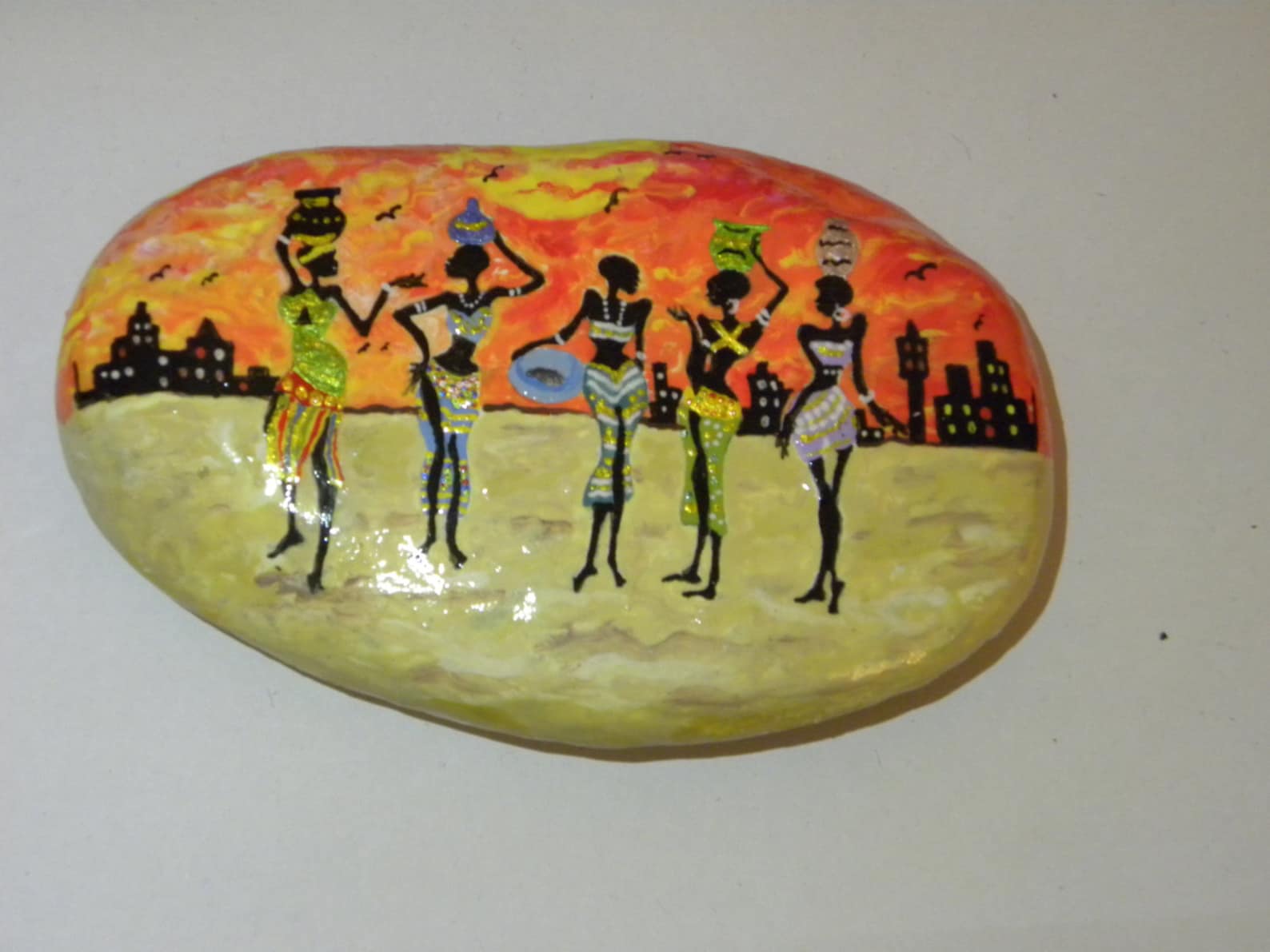 Africa Theme Hand Painted Stone - Etsy