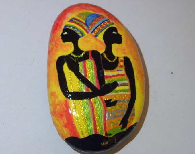 African Theme Hand Painted Stone - Etsy