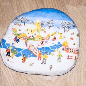 Winter Hand Painted Stone - Etsy