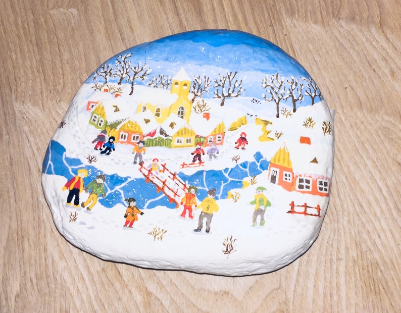 Winter Hand Painted Stone - Etsy