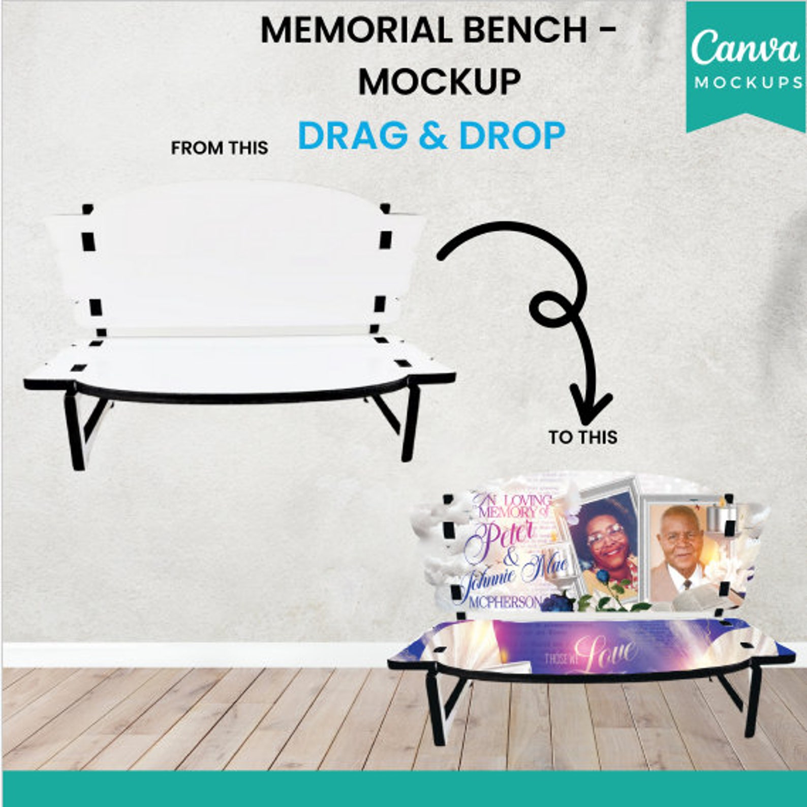Memorial Bench Canva Mockup| Sublimation Bench| Instant Download ...