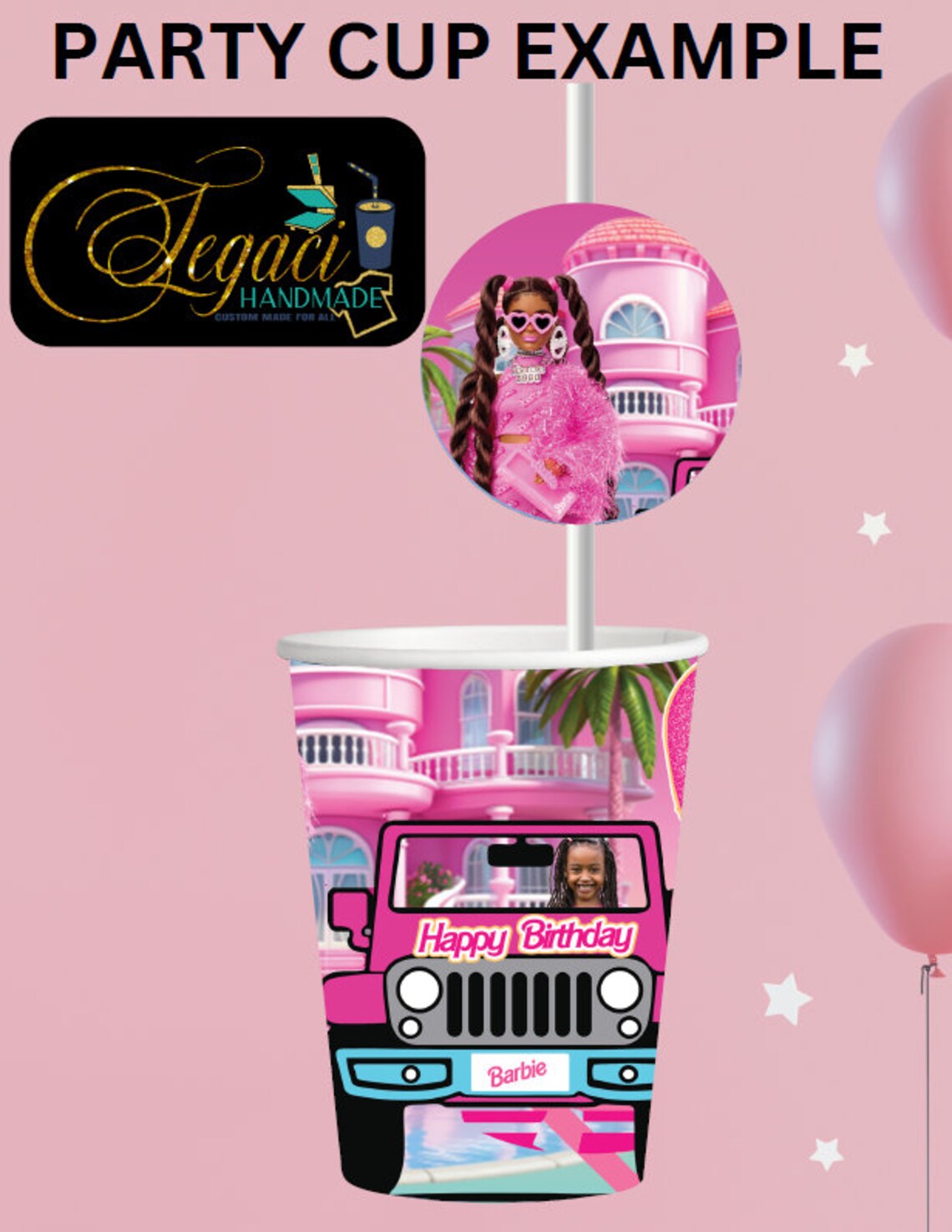 Party Cup & Straw Topper Template - 8oz, 9oz (photoshop, Digital ...