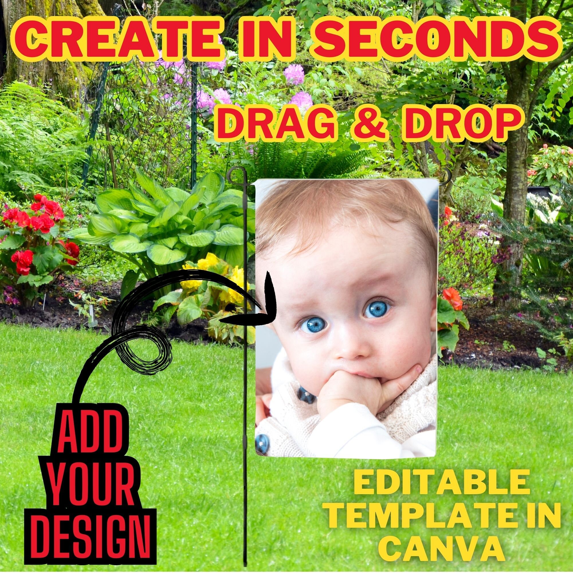 Canva Garden Flag Mockup | Sublimation Design Template (instant ...