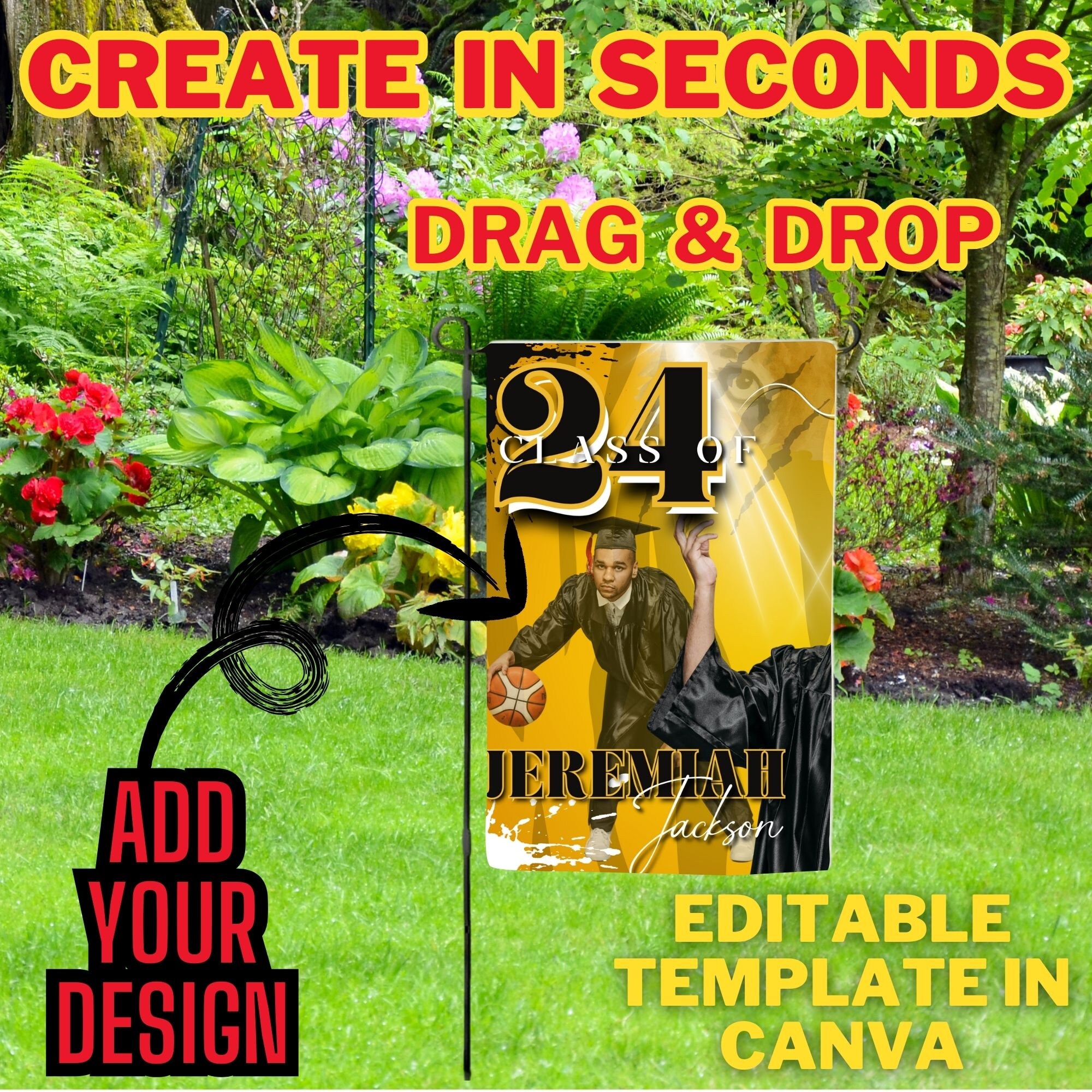 Canva Garden Flag Mockup | Sublimation Design Template (instant ...