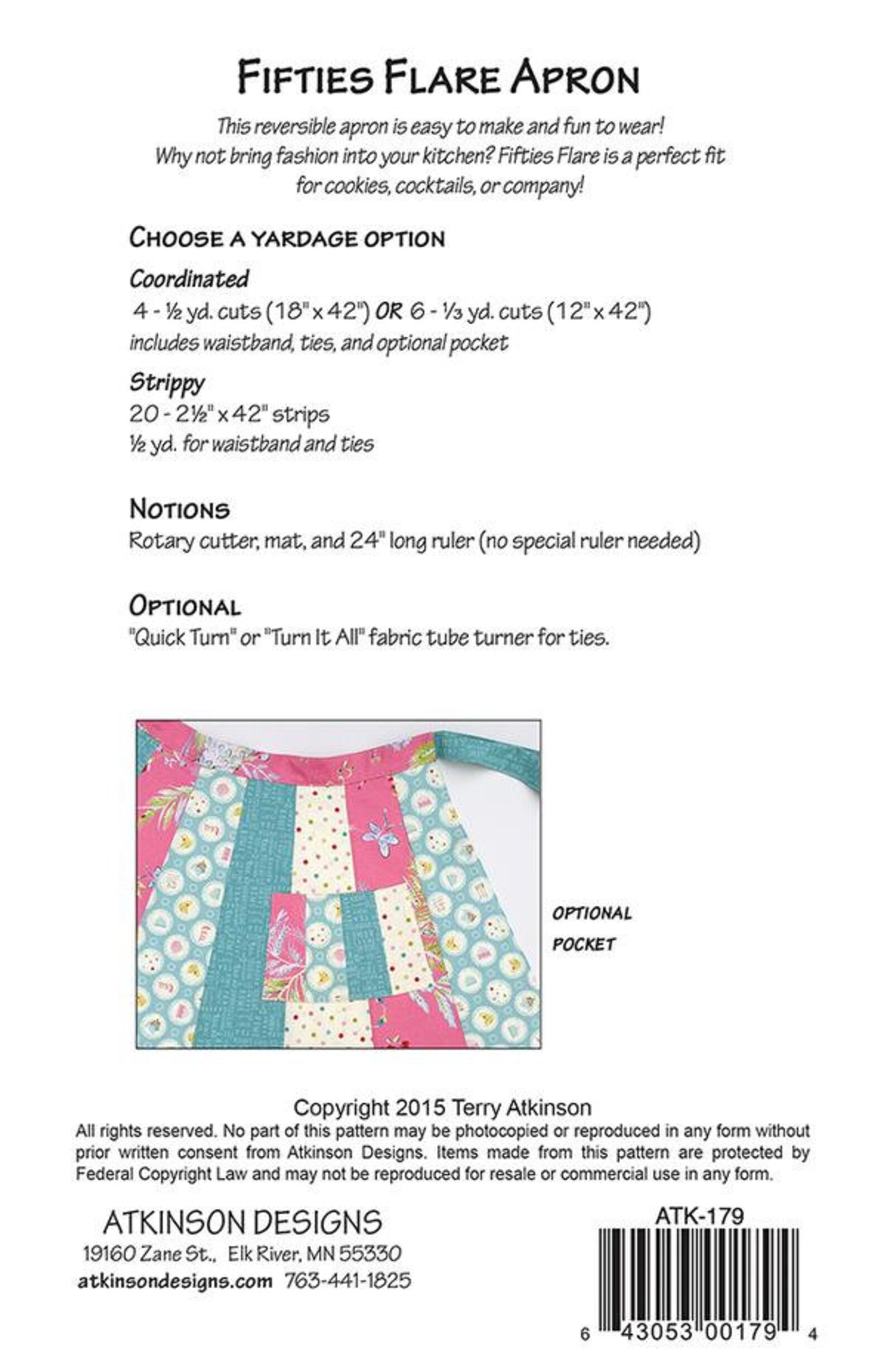 Fifties Flare Apron Atkinson Designs Paper Sewing Pattern - Etsy