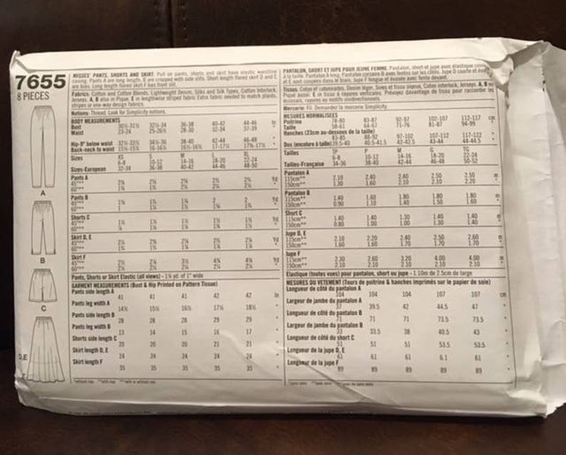 Simplicity 7655 6 Made Easy Misses' Pants, Shorts, and Skirt Sizes XS ...