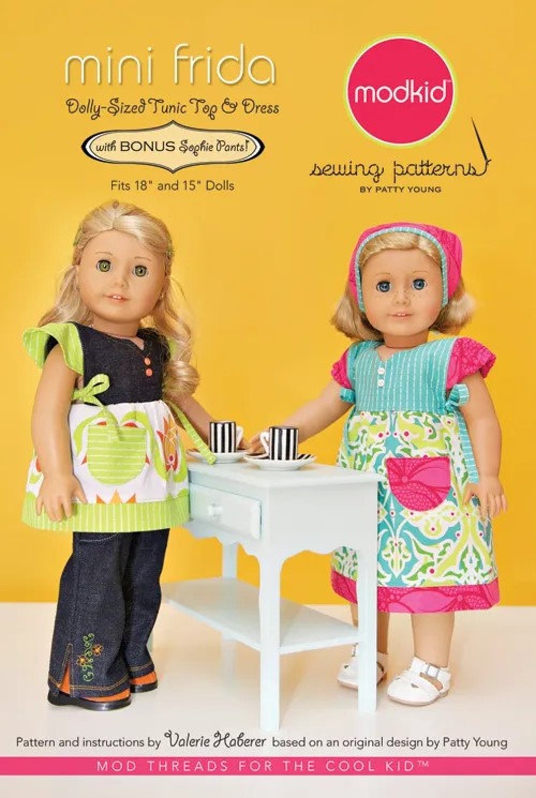 Modkid - Mini Frida - Paper Sewing Pattern for 18" Dolls - Dress and Tunic - Etsy