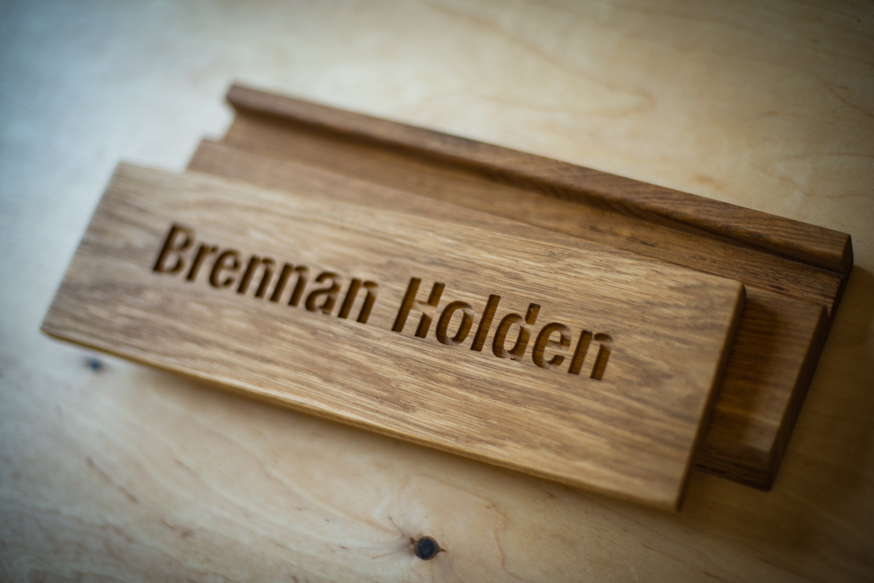 Personalized Desk Name Plate in OAK - Wooden Name Sign - Etsy
