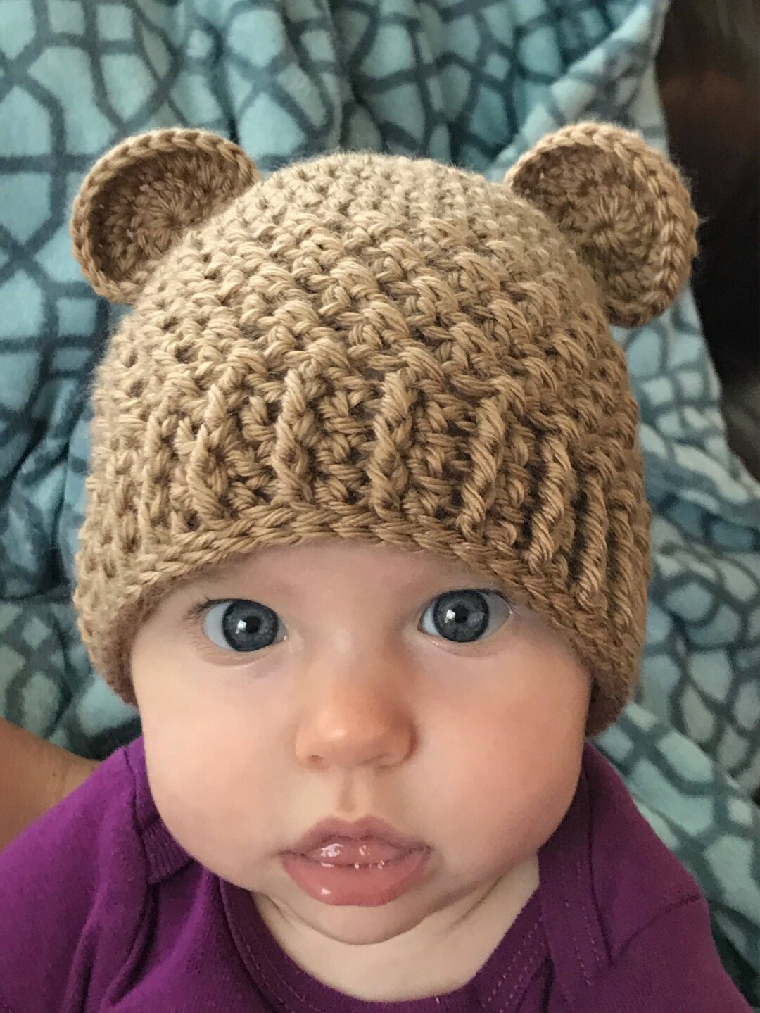 Teddy Bear Baby Hat, Crocheted - Etsy