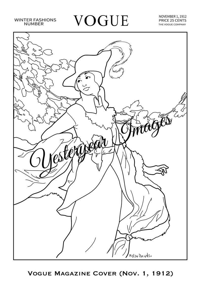 VOGUE MAGAZINE COVERS Adult Coloring Pages 5 Printable | Etsy