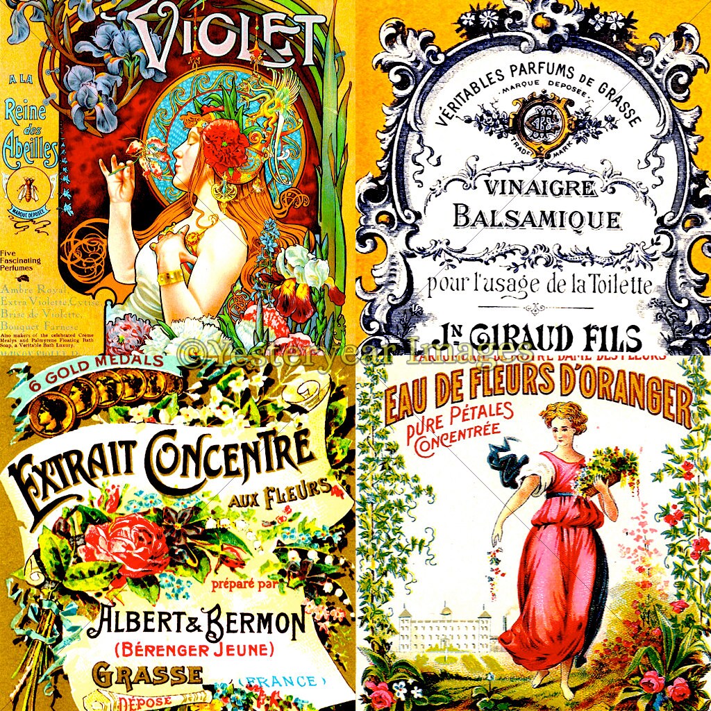 Vintage FRENCH PERFUME Ads Digital Images Collage Sheets | Etsy