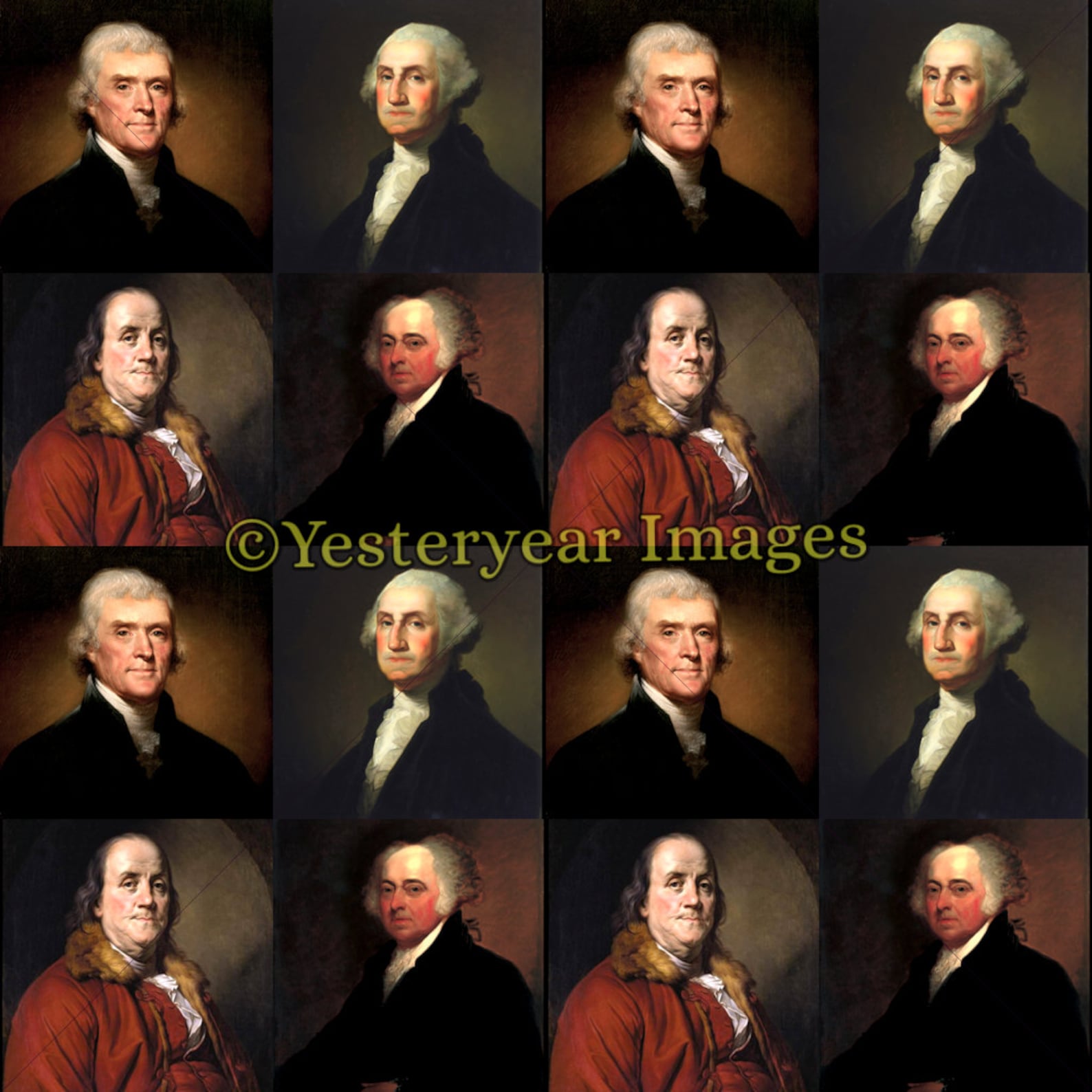 FOUNDING FATHERS Portraits Jefferson Washington Franklin | Etsy
