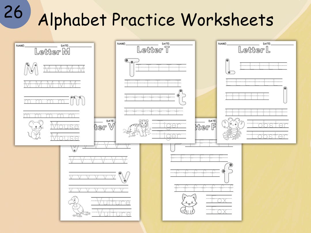 26- Alphabet Tracing Worksheets, Letter Tracing, Handwriting Practice ...