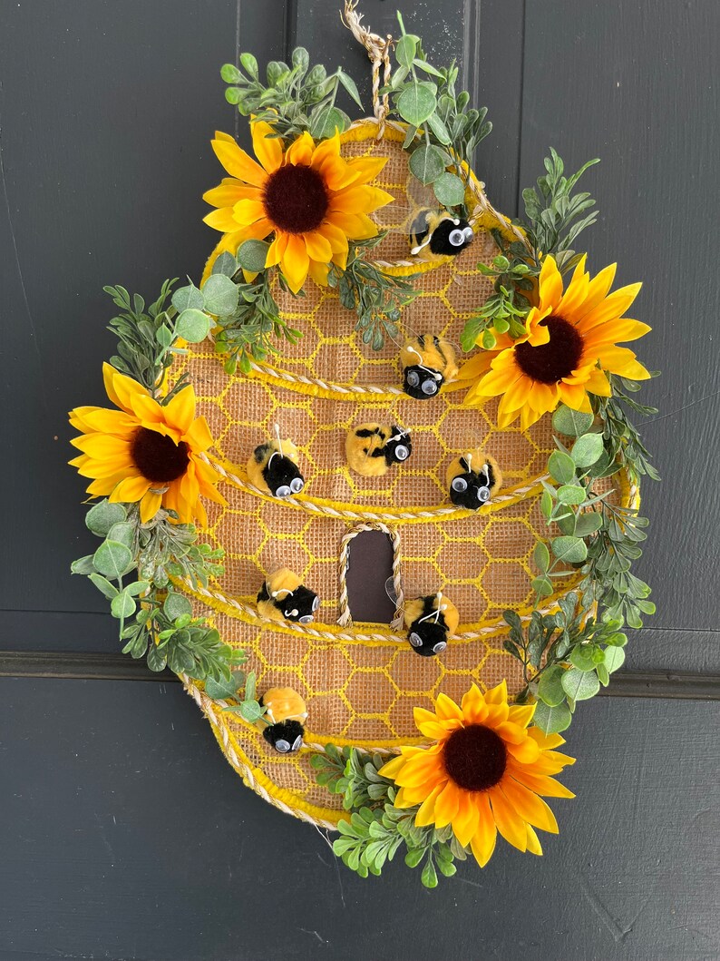 Handmade Bee Hive With Puffy Bees - Etsy