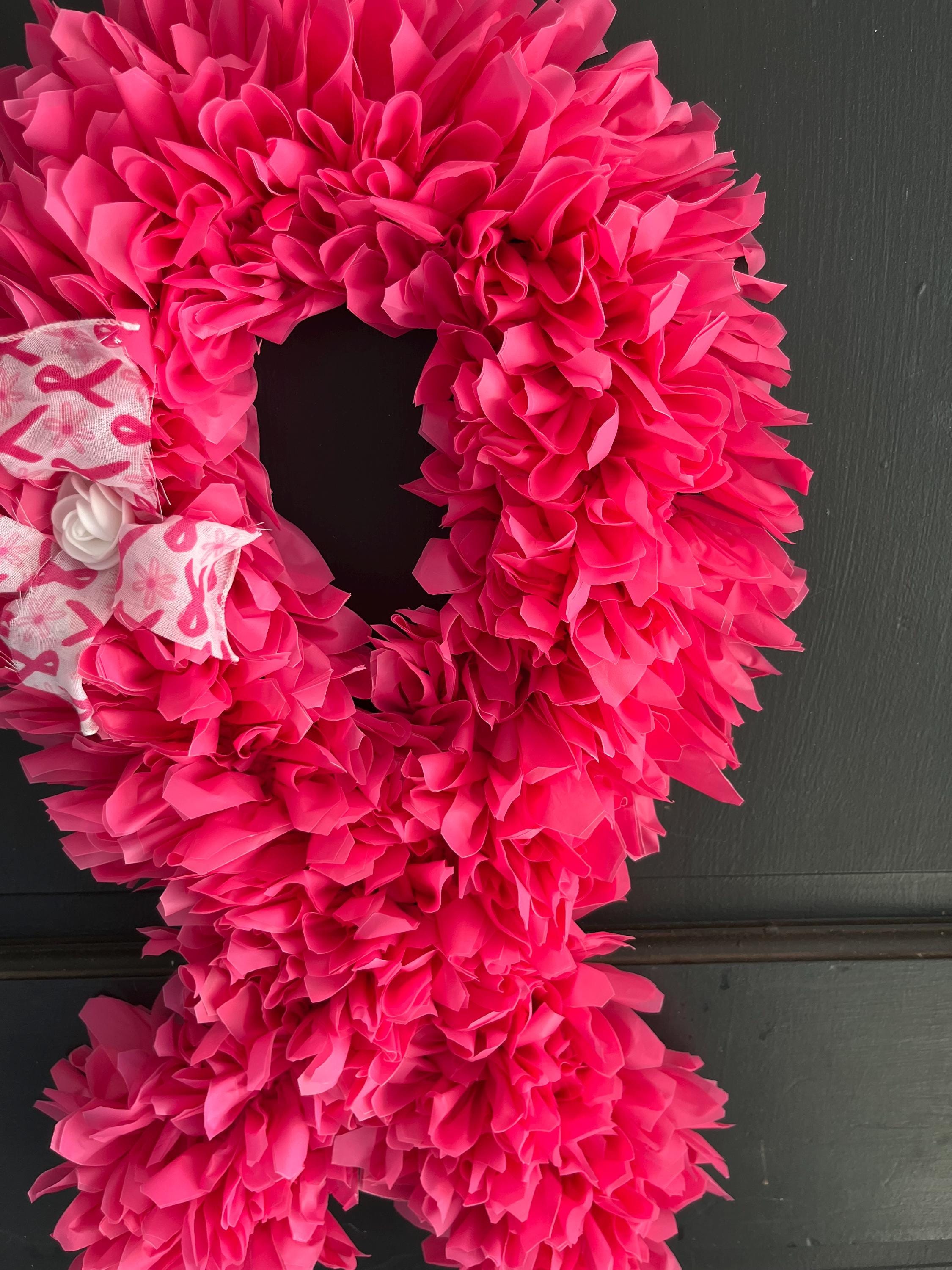 Handmade Breast Cancer Awareness Ribbon Wreath - Etsy