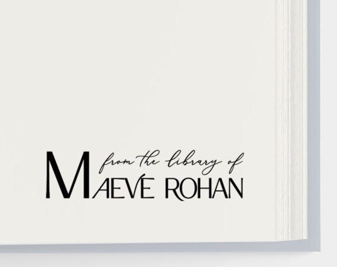 Initials Library Stamp, Custom Self Inking Ex Libris Stamp, Book Plate ...