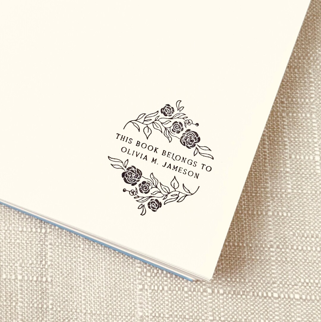 Custom Flower Book Stamp: Personalized Library Stamp - Etsy