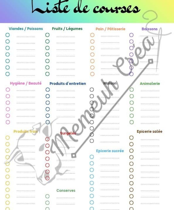 Liste De Courses PDF Digitale à Imprimer - Etsy