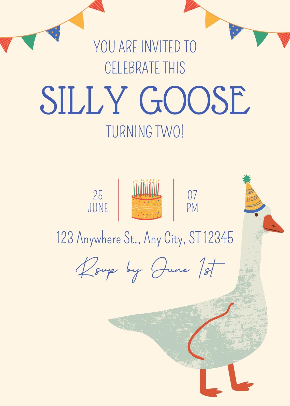 Silly Goose Birthday Invitation: for Baby's First Birthday, Children's ...